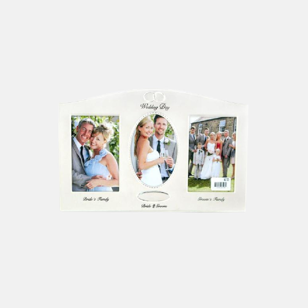 SILVER WEDDING FRAME-3 OPEN./DBL RINGS